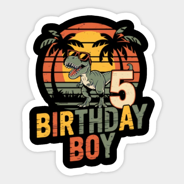 5 Year Old 5th Birthday Boy T Rex Dinosaur - 5 Year Old - Sticker | TeePublic